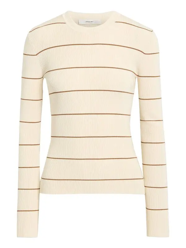FRAME Striped Ribbed-knit Sweater - Cream