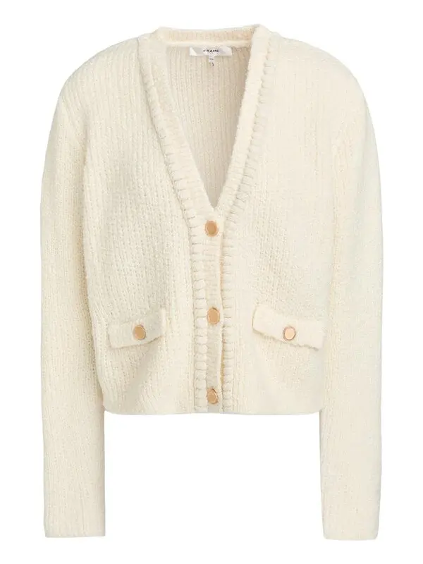 FRAME Bouclé-knit Wool-blend Cardigan - Ivory