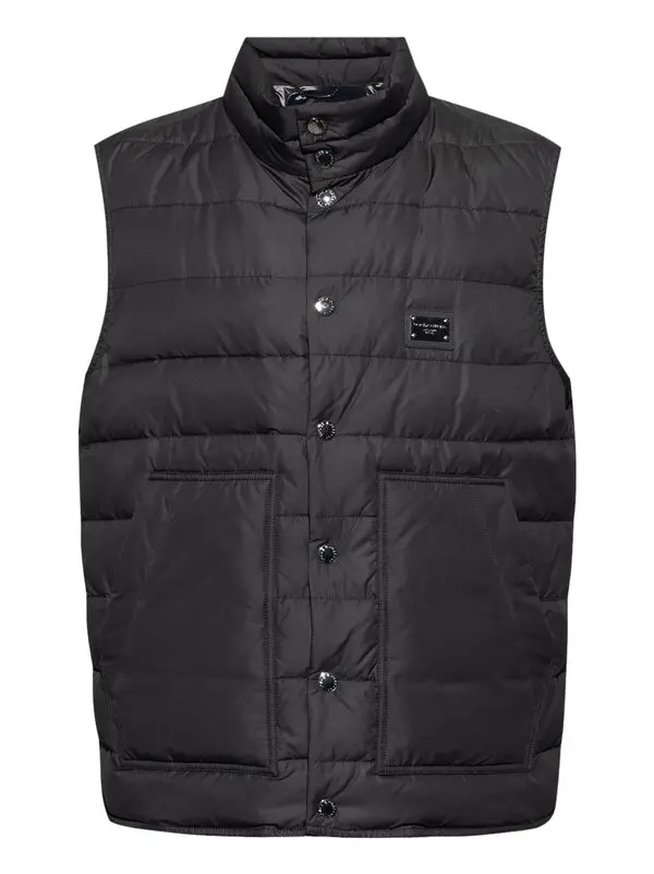 Dolce & Gabbana Quilted Vest With Logo - Black