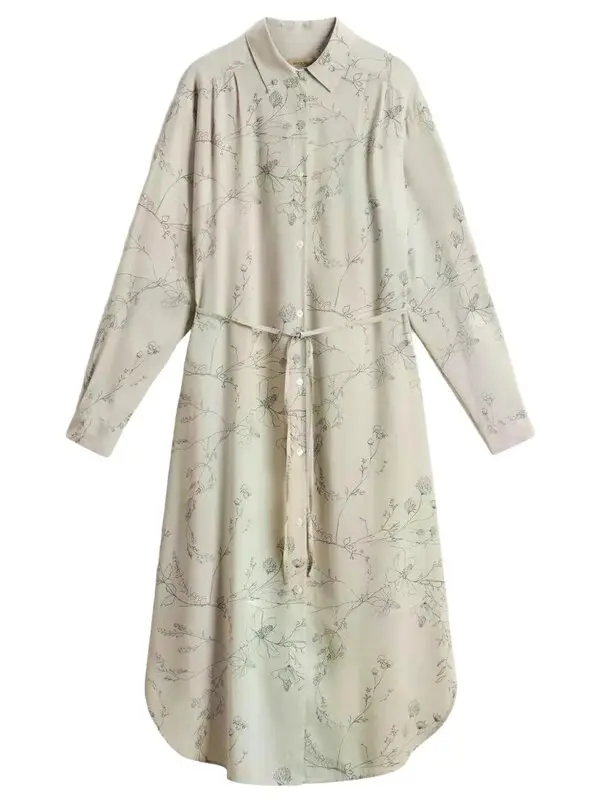 Woolrich Floral Print Shirt Dress - Neutrals