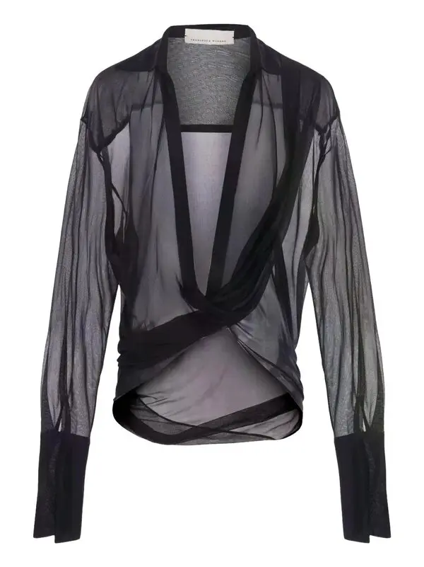 FRANCESCO MURANO Semi-sheer Blouse - Black