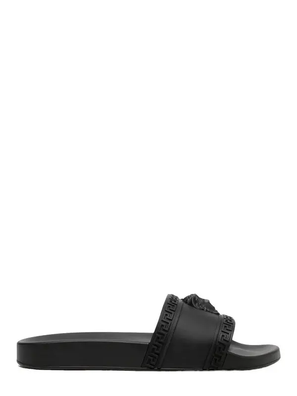 Versace Medusa Head Motif Slides - Black