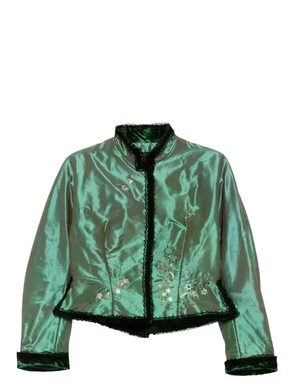 Shiatzy Chen Scape-of-curve Cropped Jacket - Green