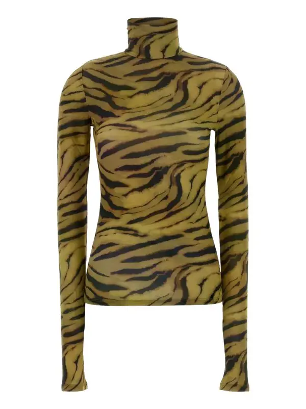 GANNI Animal-print Long-sleeve T-shirt - Green