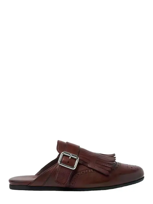 SCAROSSO Gemma Fringed Mules - Brown