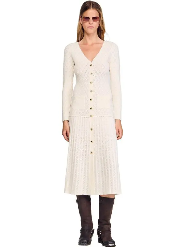 Sandro Knit Midi Dress - Ecru