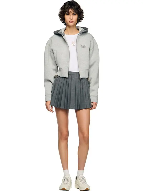 Sandro Cropped Hooded Jacket - Light Grey