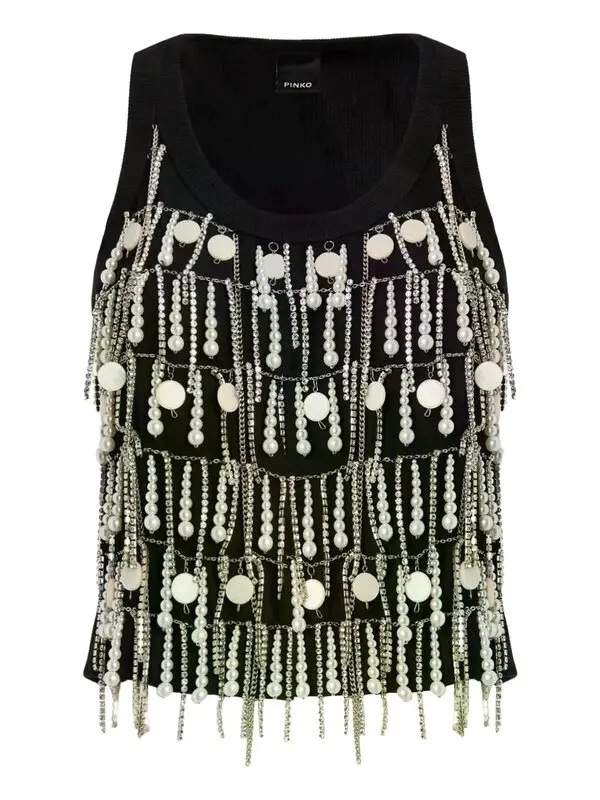 Pinko Pearl Chain Top - Black