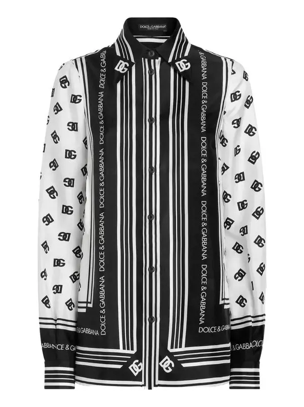 Dolce & Gabbana Printed Button Down Shirt - White