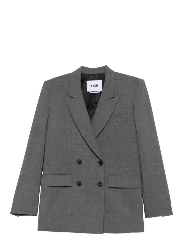 MSGM Virgin Wool-blend Double-breasted Blazer - Grey