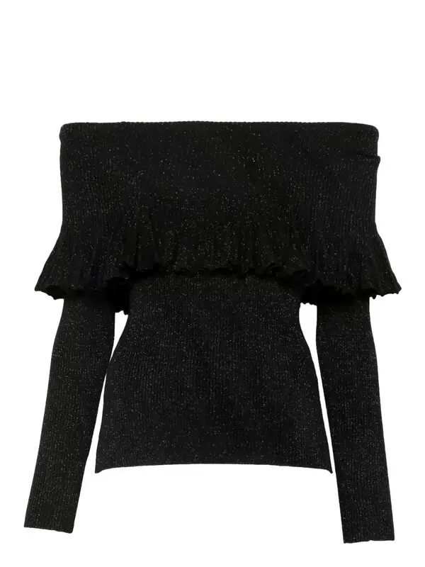 TWINSET Ruffled Off-shoulder Sweater - Black
