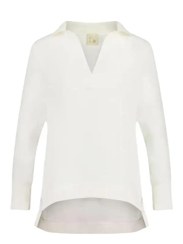 PAULA V-neck Long-sleeve Top - White