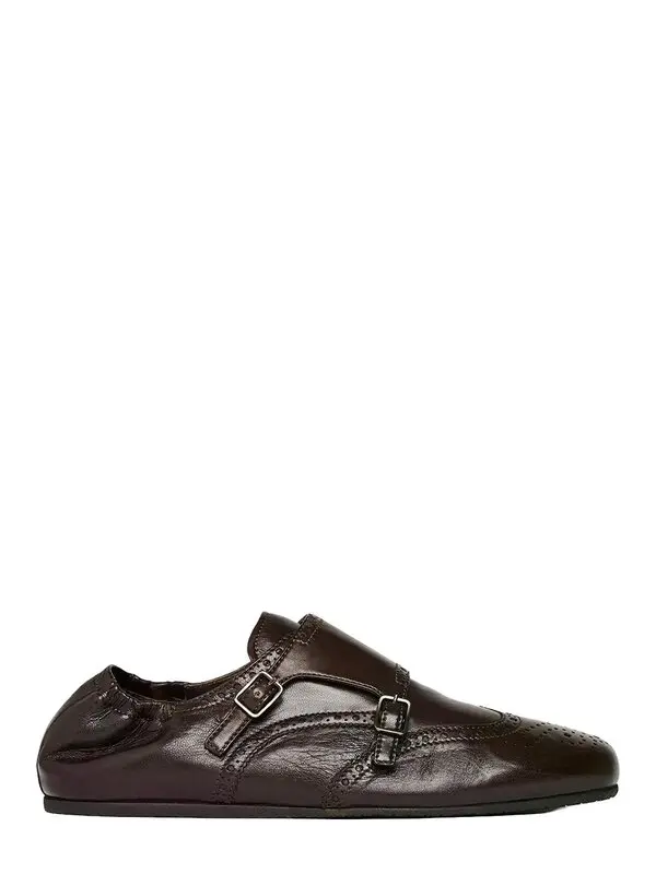 SCAROSSO Brogue Monk Shoes - Brown