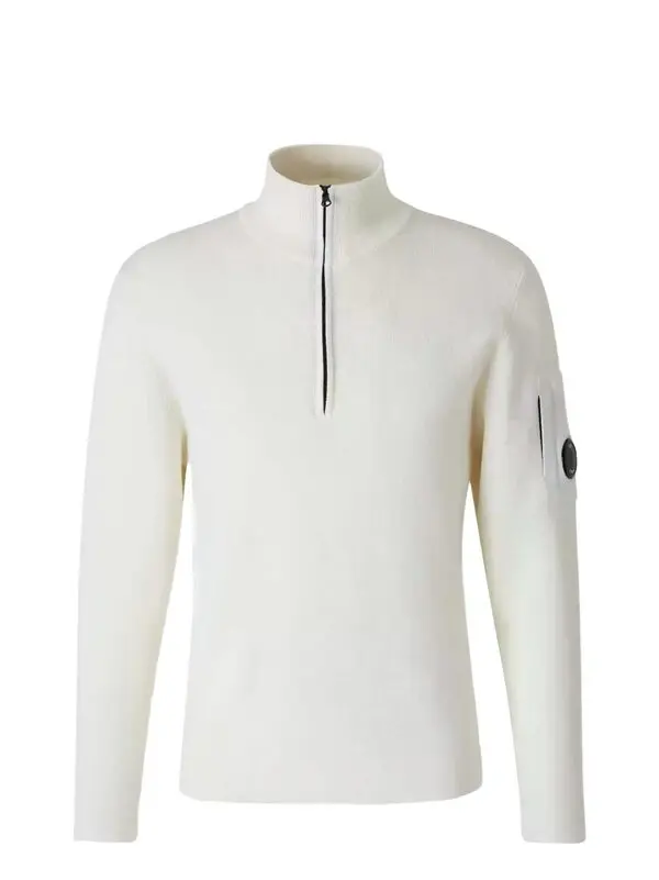 C.P. COMPANY Roll Neck Zip Sweatshirt - White