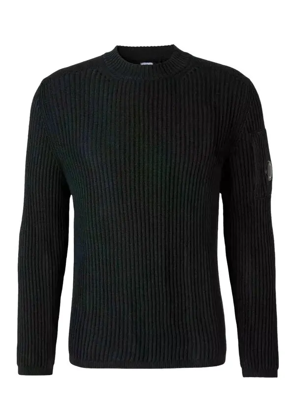 C.P. COMPANY Ribbed Round-neck Sweater - Black