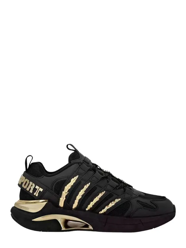 PLEIN SPORT Mesh Sneakers With Gold-tone Detailing - Black