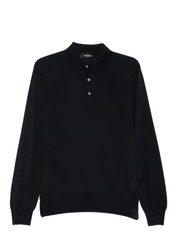 GRAN SASSO Wool Polo Sweater - Black