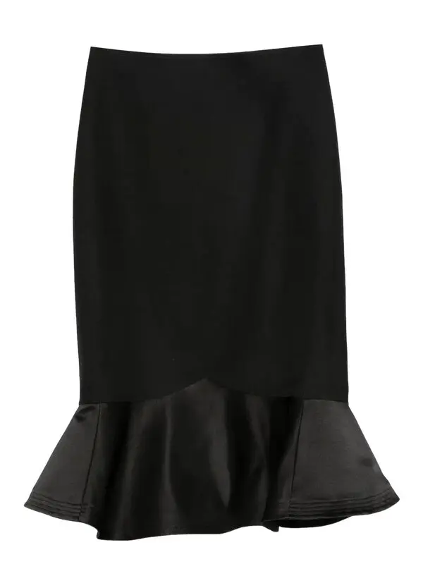 Fendi Midi Skirt With Ruffled Hem - Black