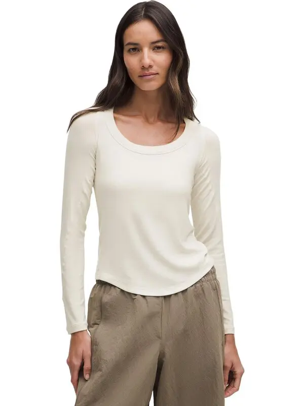Lululemon Hold Tight Scoop-neck Long-sleeve Top - Light Ivory