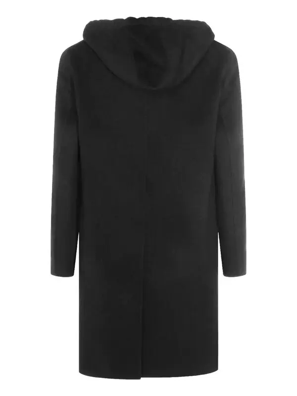 LARDINI Hooded Button-down Coat - Black