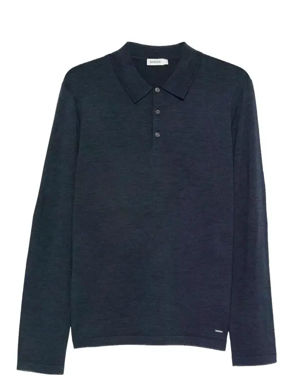 Simkhai Buttoned Long-sleeve Polo Shirt - Blue