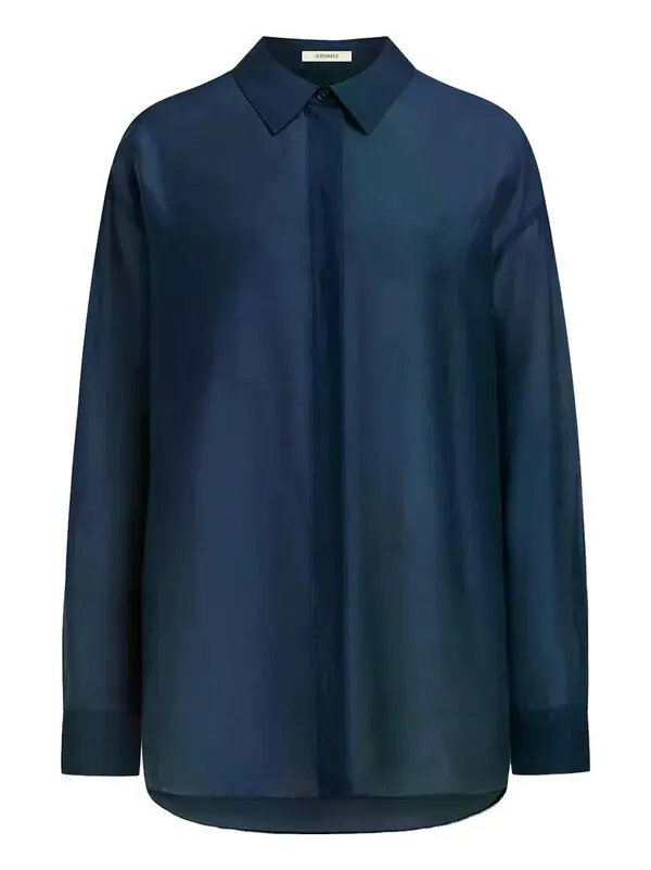 12 STOREEZ Long Sleeve Button-down Shirt - Blue