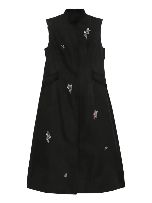 Shiatzy Chen Embroidered Sleeveless Coat - Black