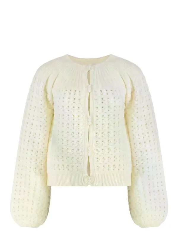 Chloé Balloon-sleeve Open-knit Cardigan - Neutrals