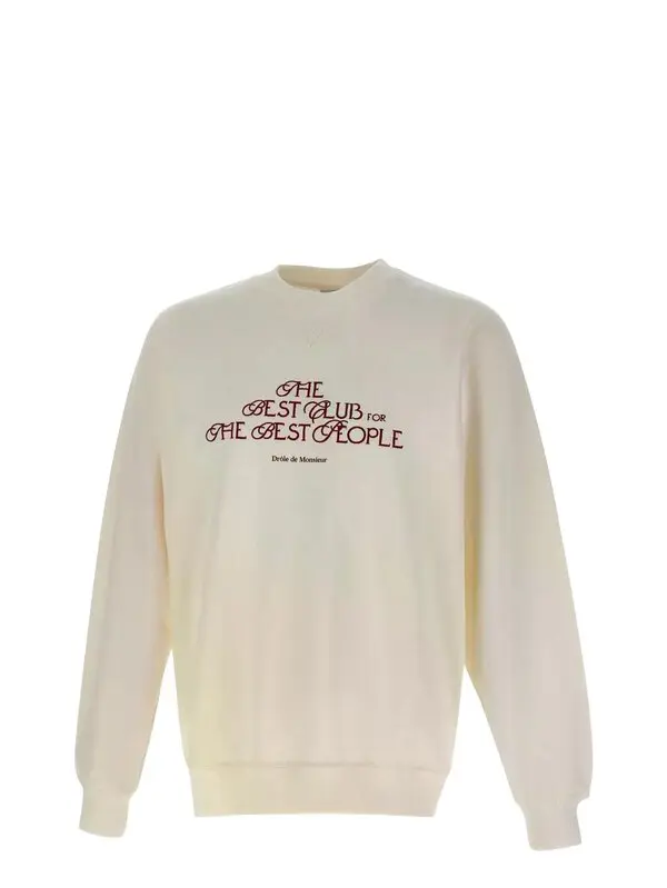 Drole De Monsieur Embroidered Crew-neck Sweatshirt - Neutrals
