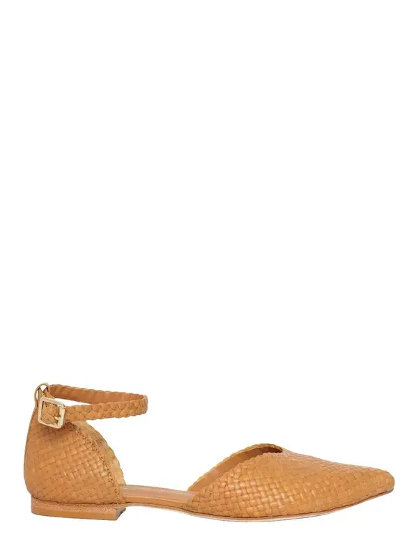 STUDIO CHOFAKIAN Woven-leather Ankle-strap Slides - Brown