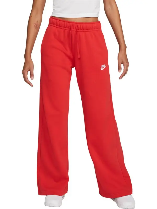 Nike Sportswear Club Fleece Mid-rise Wide-leg Sweatpants - Red