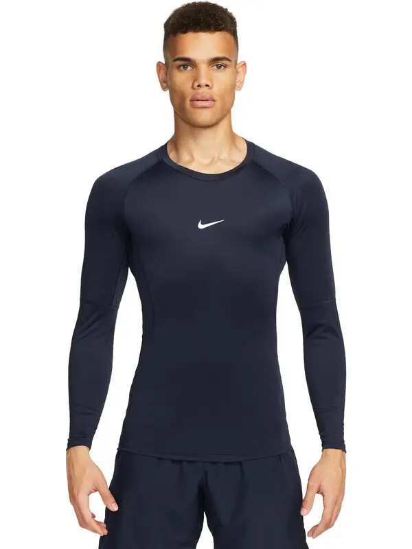 Nike Pro Dri-fit Tight Long-sleeve Fitness Top - Blue