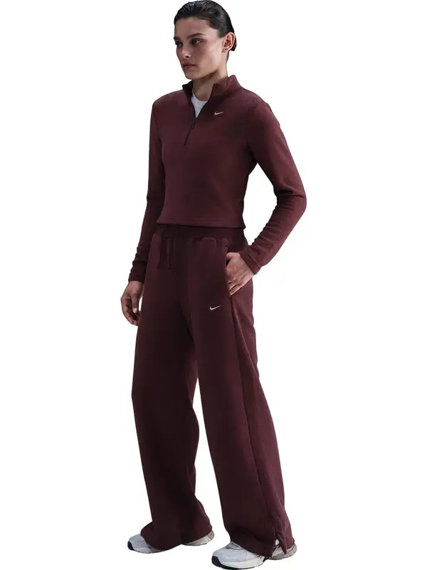 Nike Sportswear Phoenix Plush High-waisted Wide-leg Fleece Pants - Red