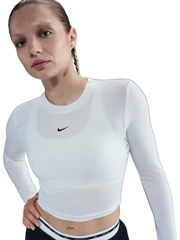 Nike Sportswear Chill Knit Slim Long-sleeve Cropped Top - White
