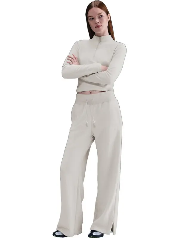 Nike Sportswear Phoenix Plush High-waisted Wide-leg Fleece Pants - Grey