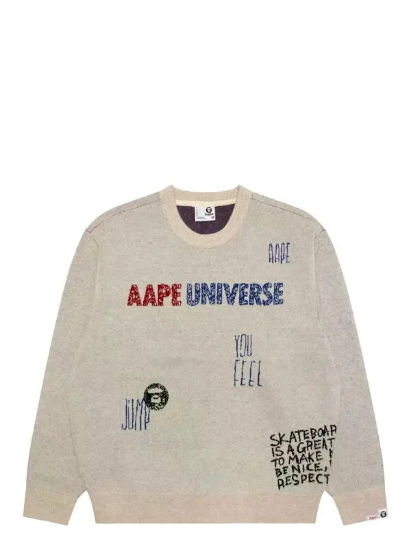 AAPE BY *A BATHING APE® Crew-neck Graphic Print Sweater - Neutrals