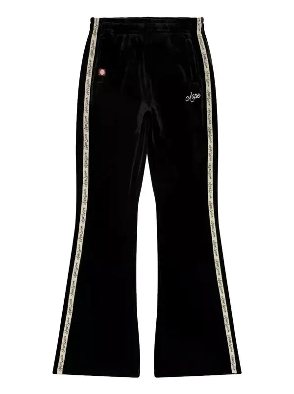 A BATHING APE Logo-embroidered Tape-detail Trousers - Black
