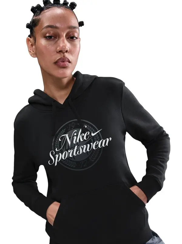 Nike Sportswear Club Fleece Graphic Pullover Hoodie - Black