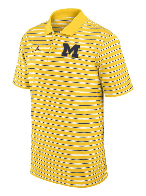 JORDAN Michigan Wolverines Primetime Victory Striped Dri-fit College Polo - Yellow