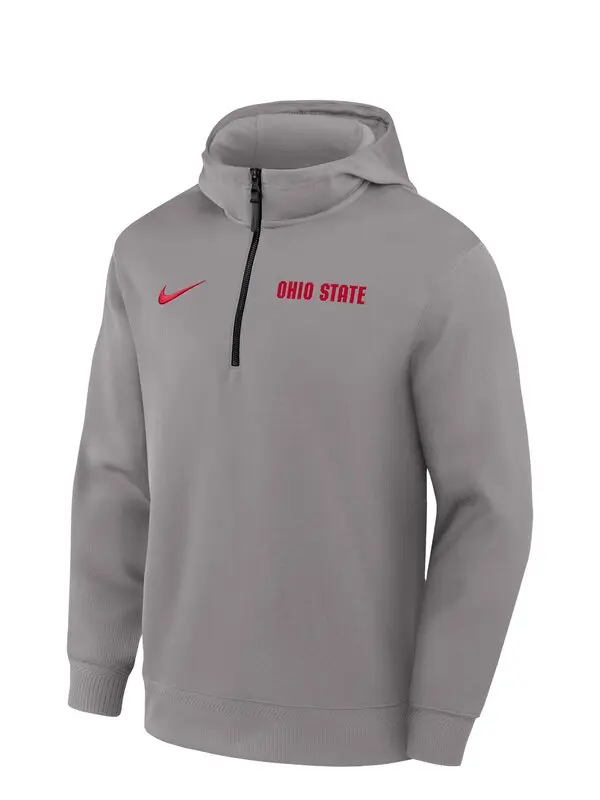 Nike Ohio State Coaches Premium Dri-fit College 1/4-zip Hoodie - Grey