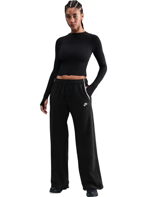 Nike Sportswear Club Fleece Mid-rise Wide-leg Cozy Pants - Black