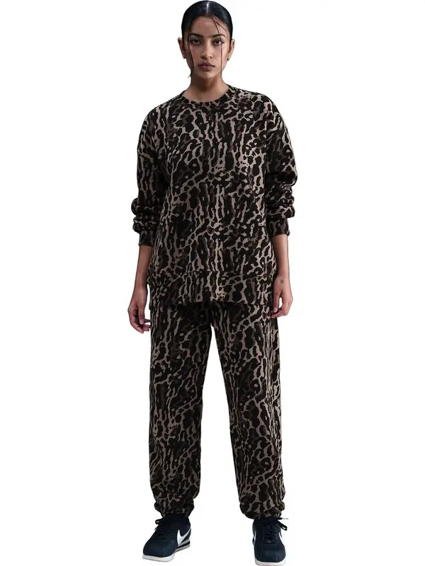 Nike Sportswear Phoenix Fleece High-waisted Oversized Printed Sweatpants - Black