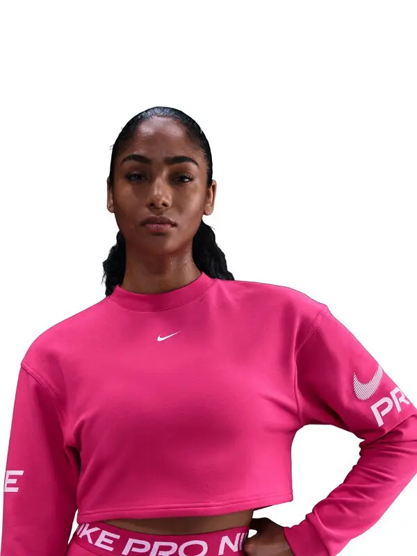 Nike Pro Dri-fit Loose Crew-neck French Terry Sweatshirt - Pink