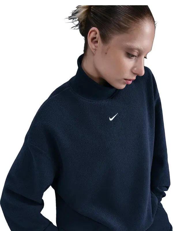 Nike Sportswear Phoenix Plush Cozy Fleece Oversized Mock-neck Top - Blue