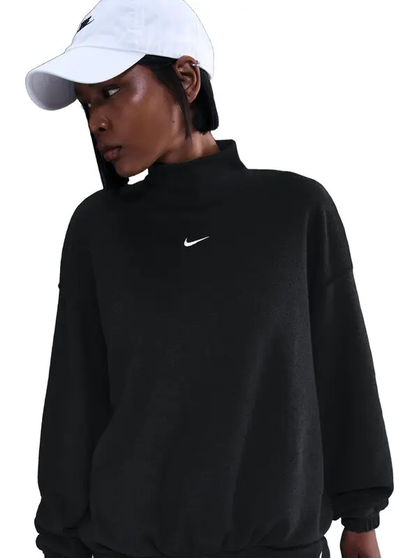 Nike Sportswear Phoenix Plush Cozy Fleece Oversized Mock-neck Top - Black