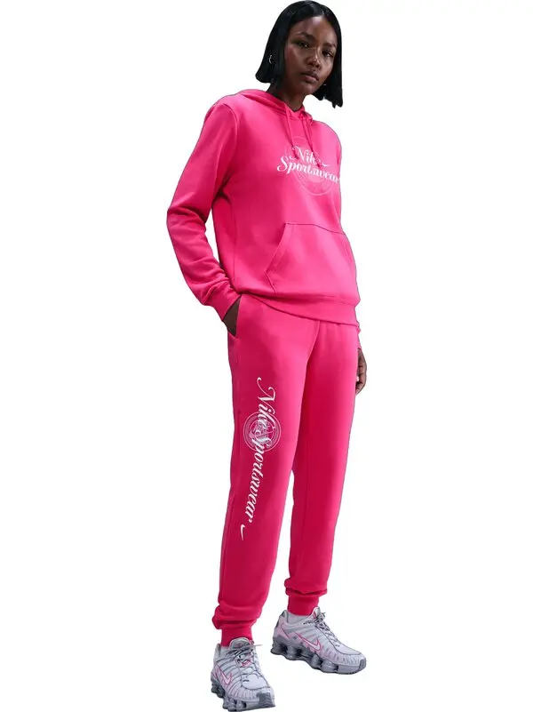 Nike Sportswear Club Fleece Mid-rise Graphic Pants - Pink