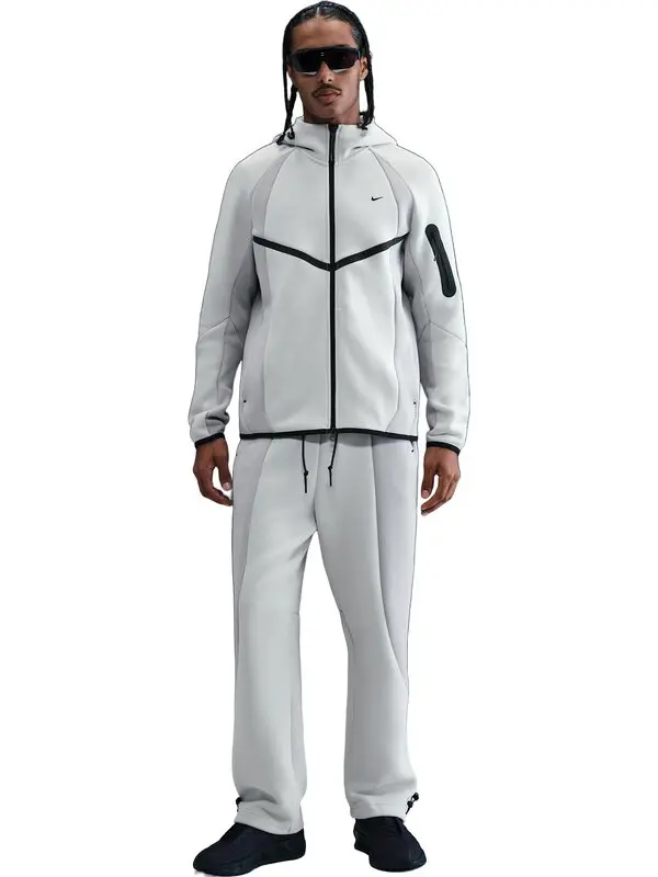 Nike Tech Color-block Open-hem Fleece Pants - Grey