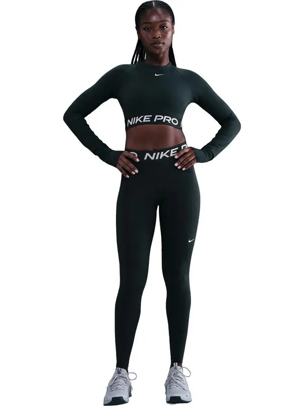 Nike Pro Mid-rise Mesh-paneled Leggings - Green