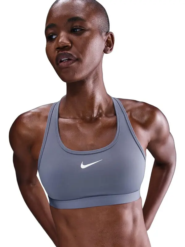 Nike Swoosh Medium Support Padded Sports Bra - Blue