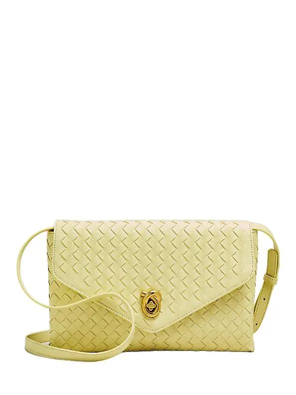 Anthropologie Foldover Woven Clutch - Butter Yellow